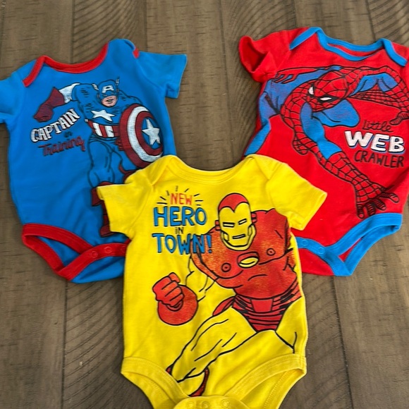 Marvel | One Pieces | Superhero Baby Set Blue Red Yellow | Poshmark